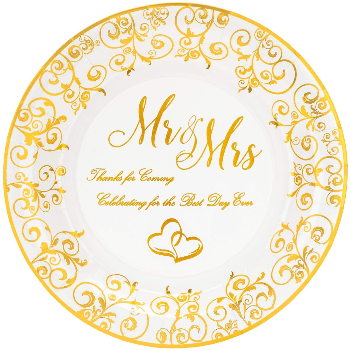 Wedding Mr and Mrs Gold Plates, Gold Wedding Party Decorations Dessert ...