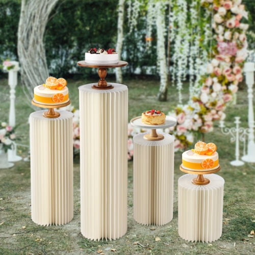 Wedding Party Dessert Table Tall Flower Columns Display Garden Plant ...