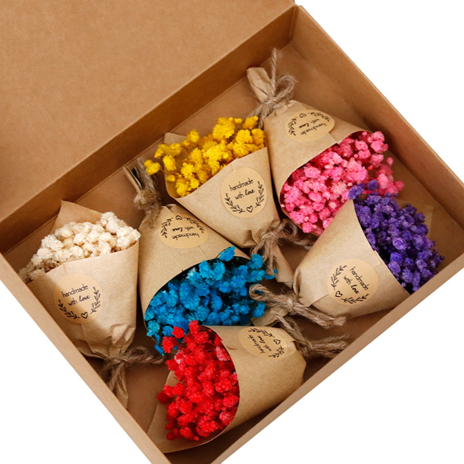 Bridesmaid Flower Girl Proposal Gift Box Dried Embossing Flower Bundles ...