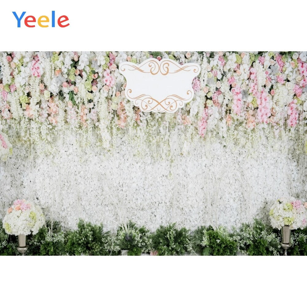 Wedding Party Flowers Wall Lawn Customized Photography Backdrops ...