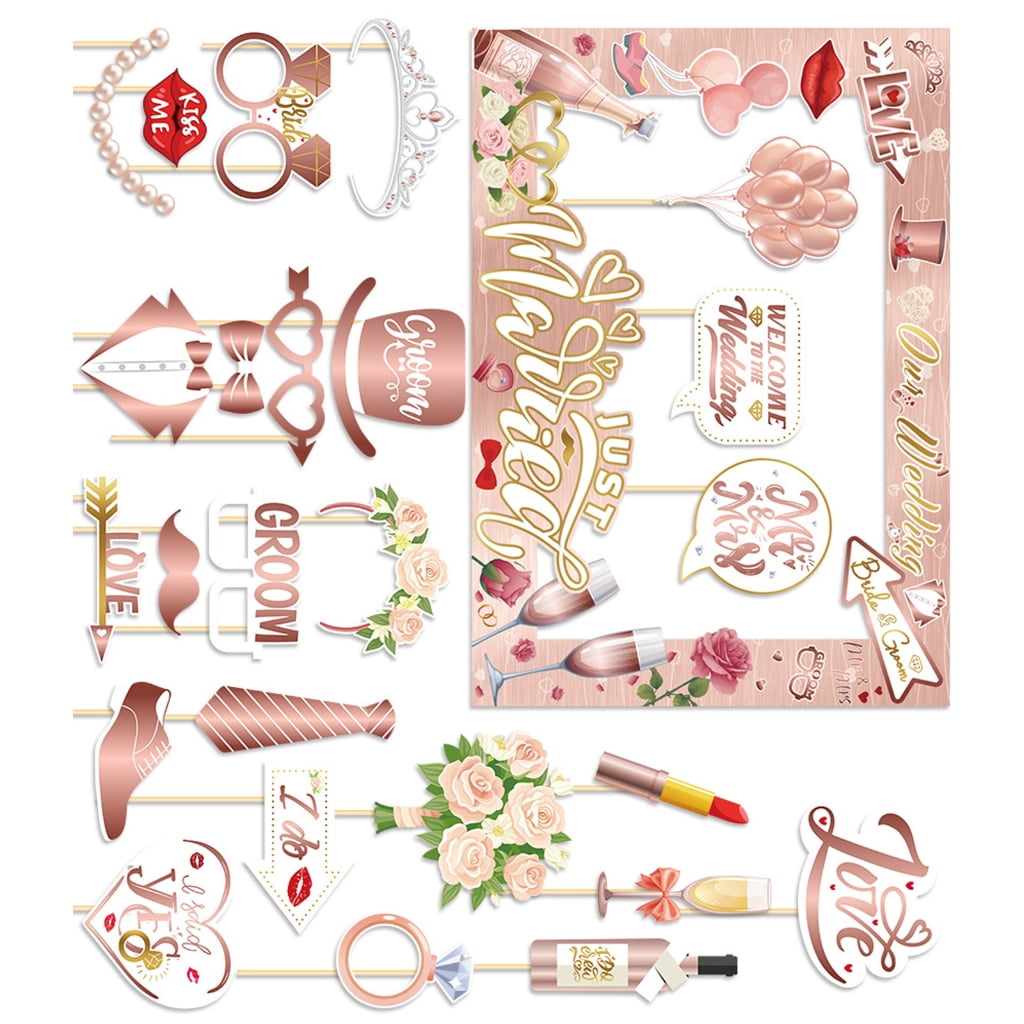 Wedding Party Photo Booth Props and Frame Funny Backdrop Decorations ...