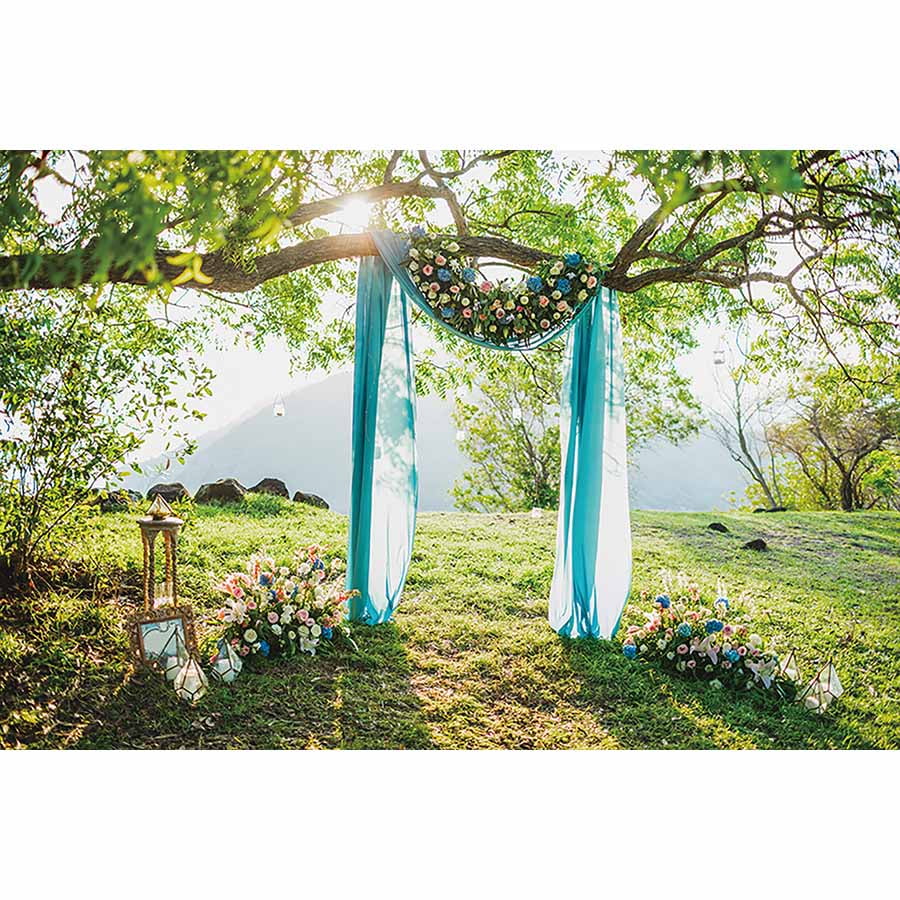 Wedding Party Photography Background Outdoor Lawn White Curtain Fabric ...