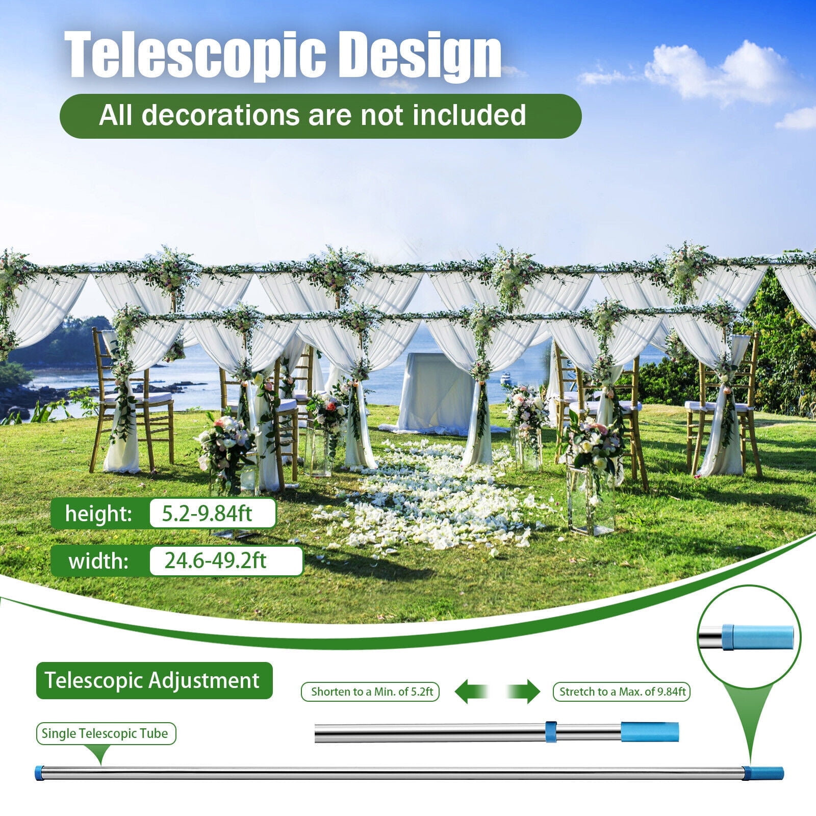 Wedding/Party Venue Decor Backdrop Stand Pipe Kit,10'x50' Background ...