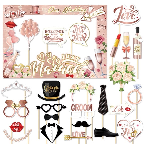 Wedding Photo Props Kit Rose Gold Bride to Be with Frame Selfie Prop ...