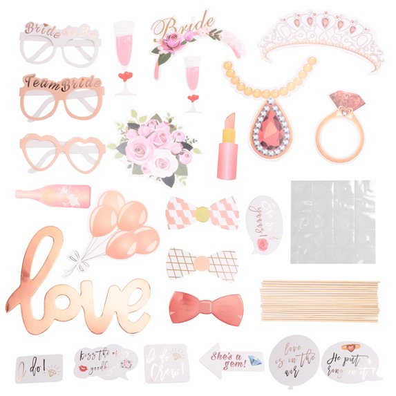Wedding Photo Props Rose Gold,23 Pcs Hen Photo Booth Props,Team Bride ...