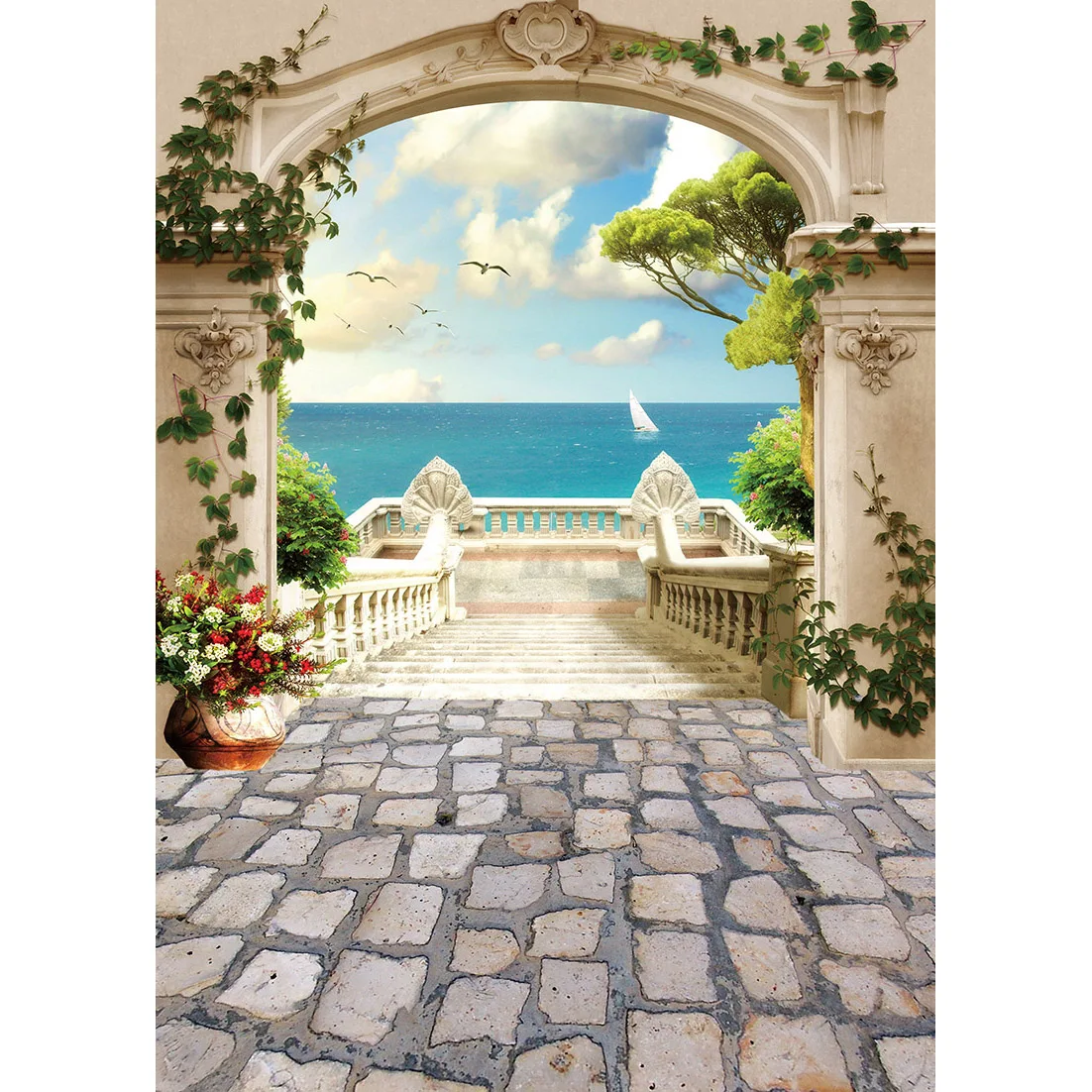 Wedding Photo Stuio Photography Background Flowers Door Greece Style ...