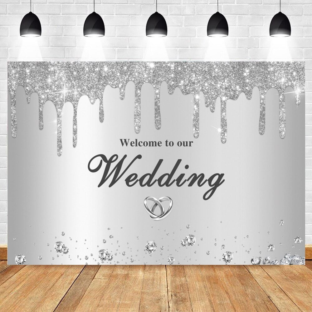 Wedding Photocall Silver Glitter Ring Backdrop Baby Birthday Party ...