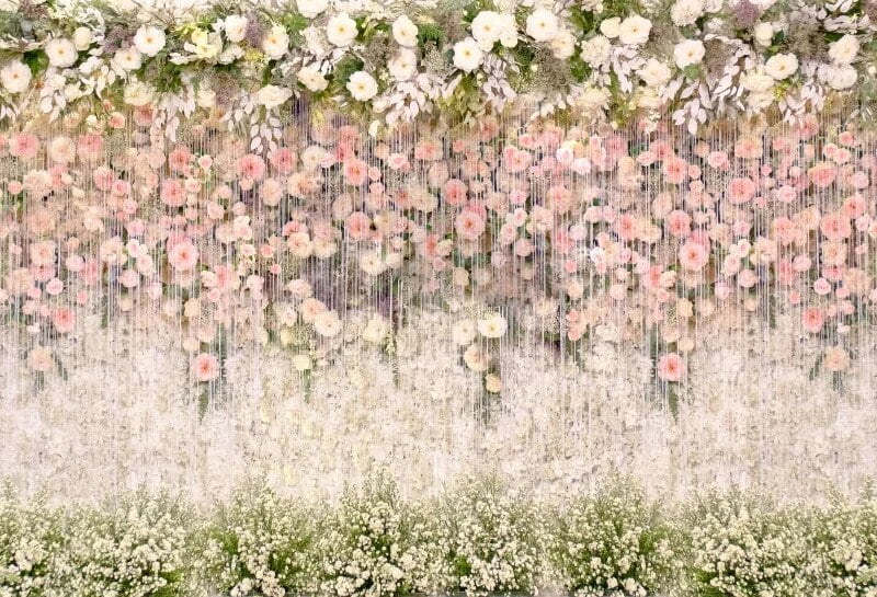 Wedding Pink Flower Backdrop Bridal Floral Wall Romantic Rose Carpet ...