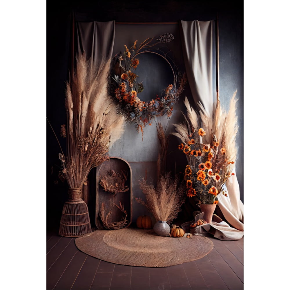 Wedding Portrait Photography Backdrop Boho Style Flowers Window Curtain ...