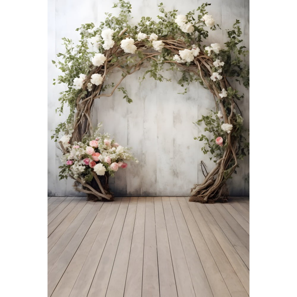 Wedding Portrait Photography Backdrop Boho Style Flowers Window Curtain ...