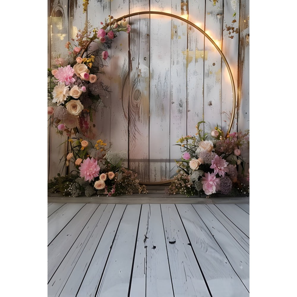 Wedding Portrait Photography Backdrop Boho Style Flowers Window Curtain ...