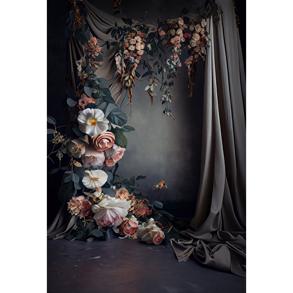 Wedding Portrait Photography Backdrop Boho Style Flowers Window Curtain ...