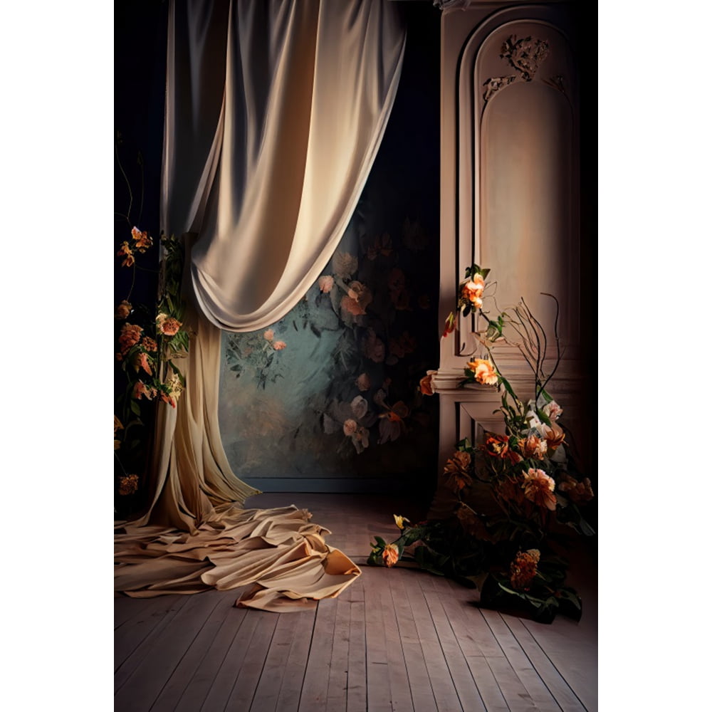 Wedding Portrait Photography Backdrop Boho Style Flowers Window Curtain ...