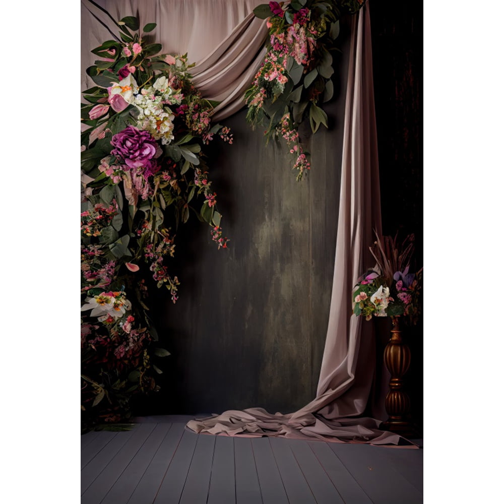 Wedding Portrait Photography Backdrop Boho Style Flowers Window Curtain ...