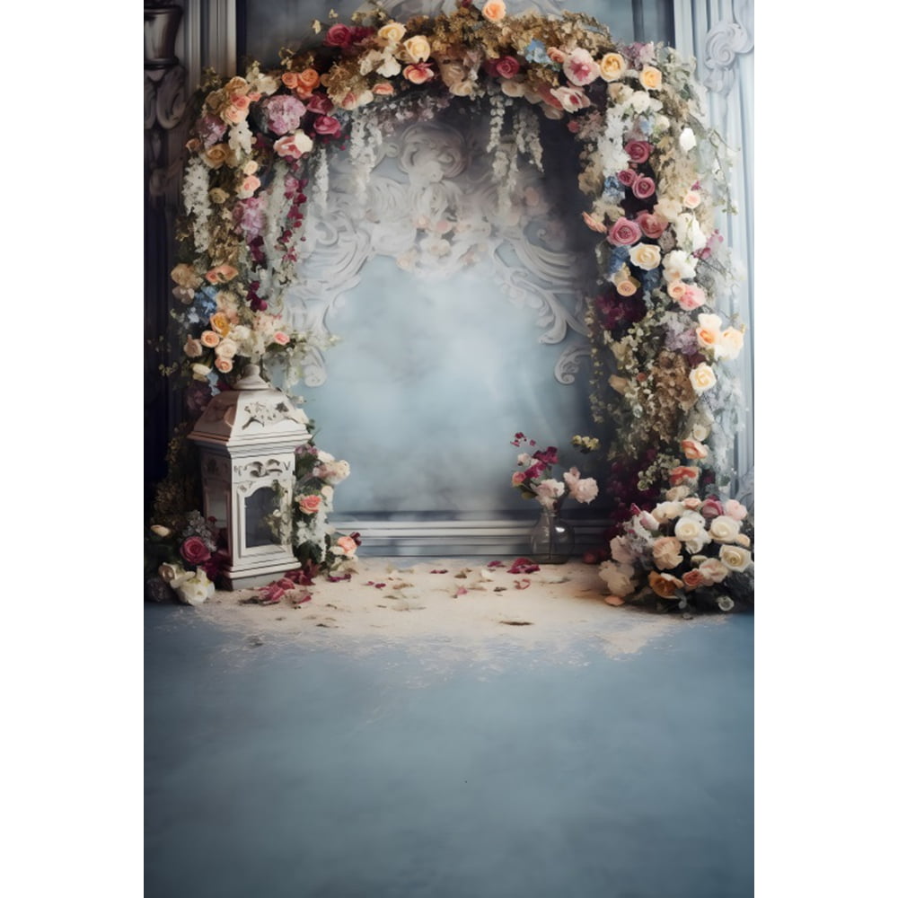 Wedding Portrait Photography Backdrop Boho Style Flowers Window Curtain ...