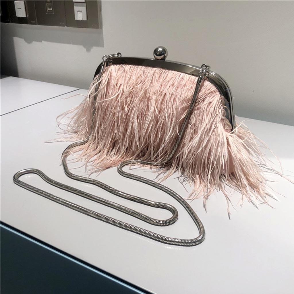 Wedding Purse Feather Crossbody Bag 3 Color Feather Luxury Women Bags ...