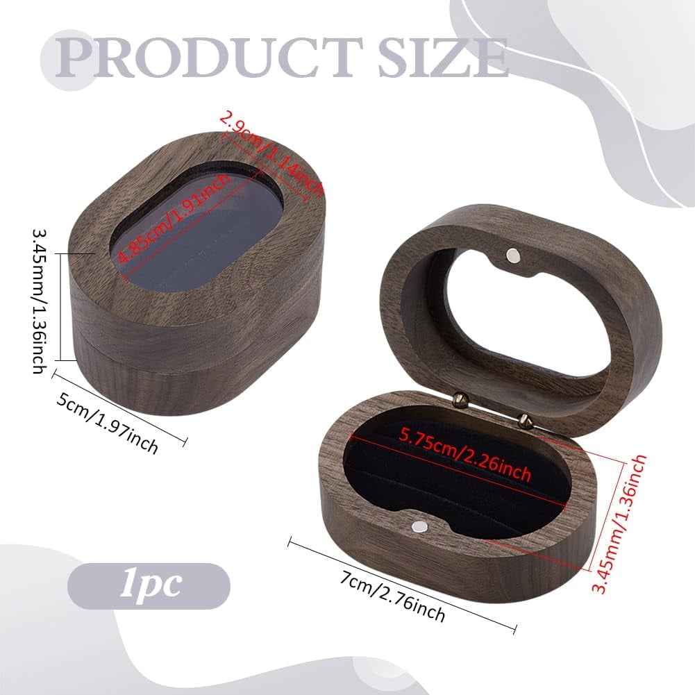 Wedding Ring Box Wooden Ring Holder with Window Double Slots Ring ...