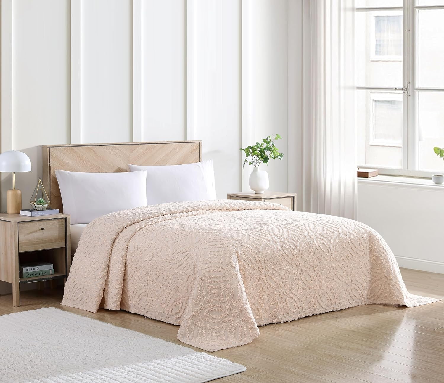 Wedding Ring Chenille Bedspread, King, Blush - Walmart.com