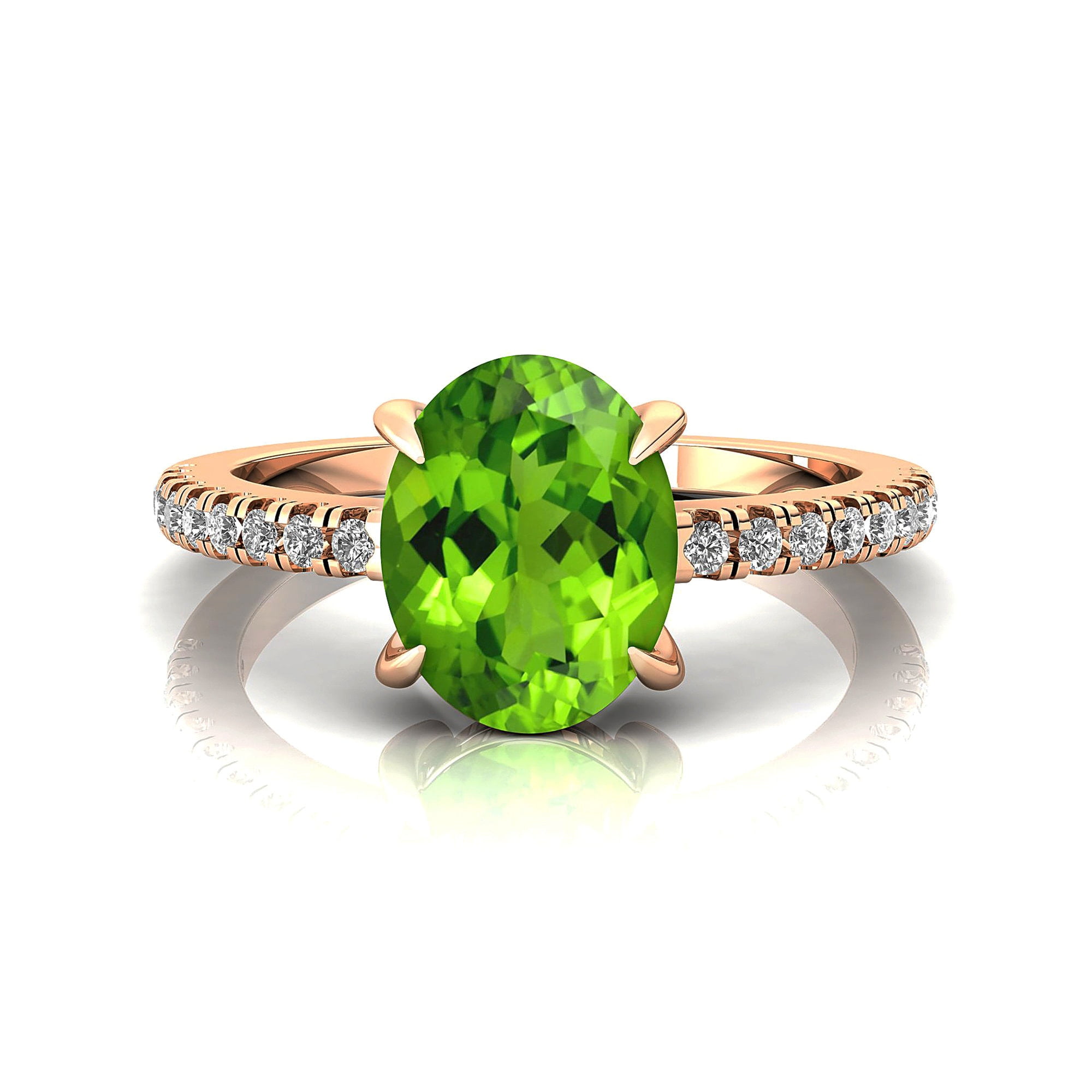 Wedding Ring, Genuine Peridot 18k Solid Gold Ring, August Birthstone ...