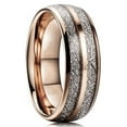 Wedding Ring Men Women 8mm Rose Gold Tungsten Wedding Band Double ...