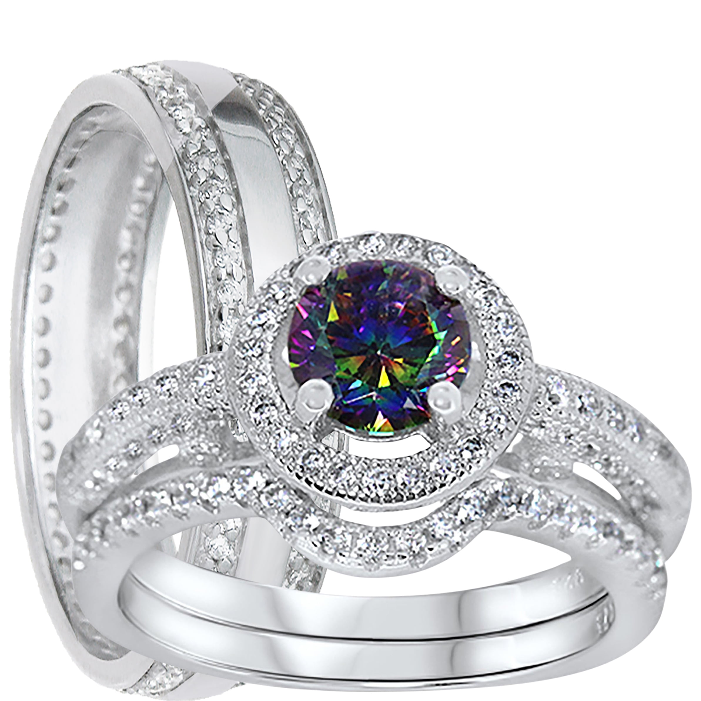 LaRaso & Co His Hers Wedding Ring Set His Hers Sterling Silver ...