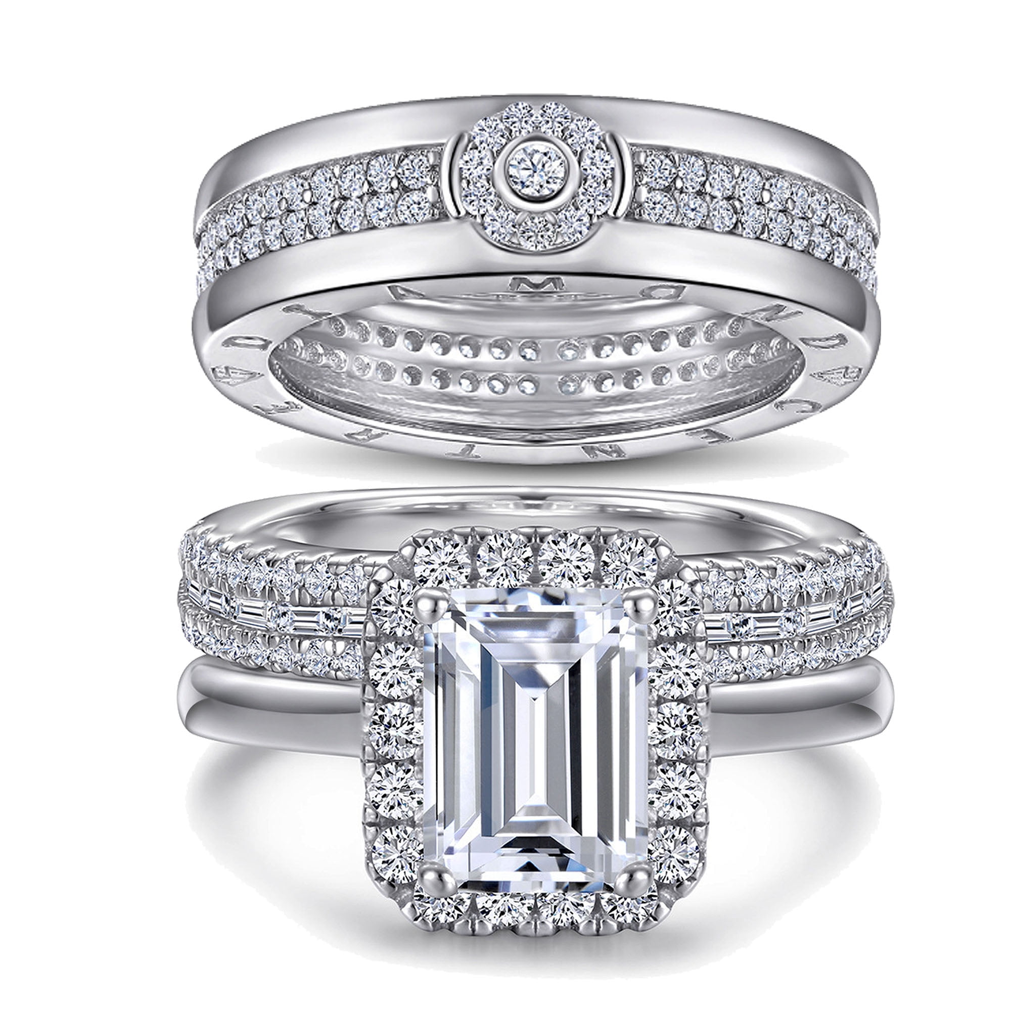 Walmart S925 Sterling Silver Wedding Ring Sets for Couples, His and ...