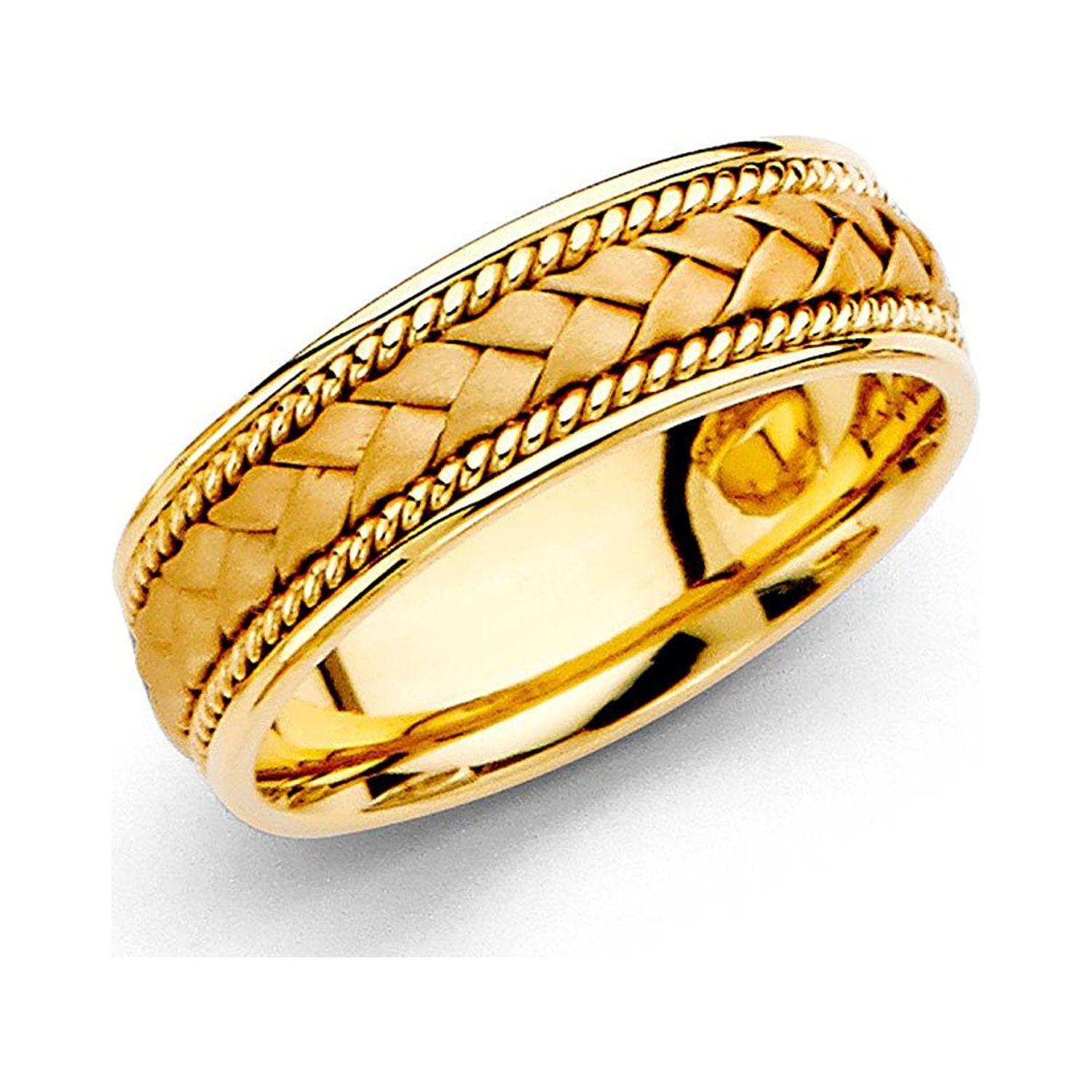 14K Yellow Gold 6 mm Hand Braided Comfort Fit Wedding Band 8
