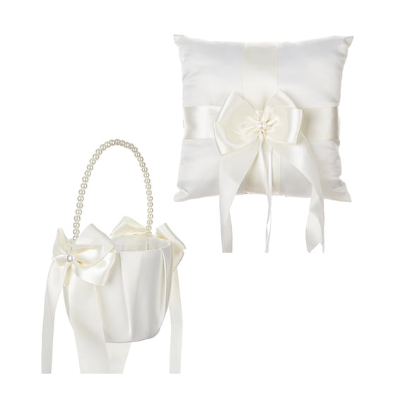 Wedding Rings Bearer Basket Soft Cushion Bows Rings Bearer Basket for ...