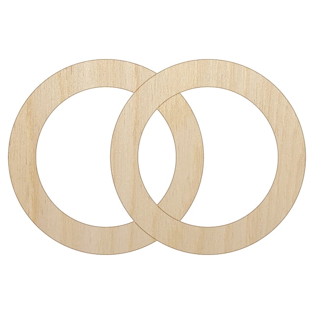 Wedding Rings Overlapping Wood Shape Unfinished Piece Cutout Craft DIY ...