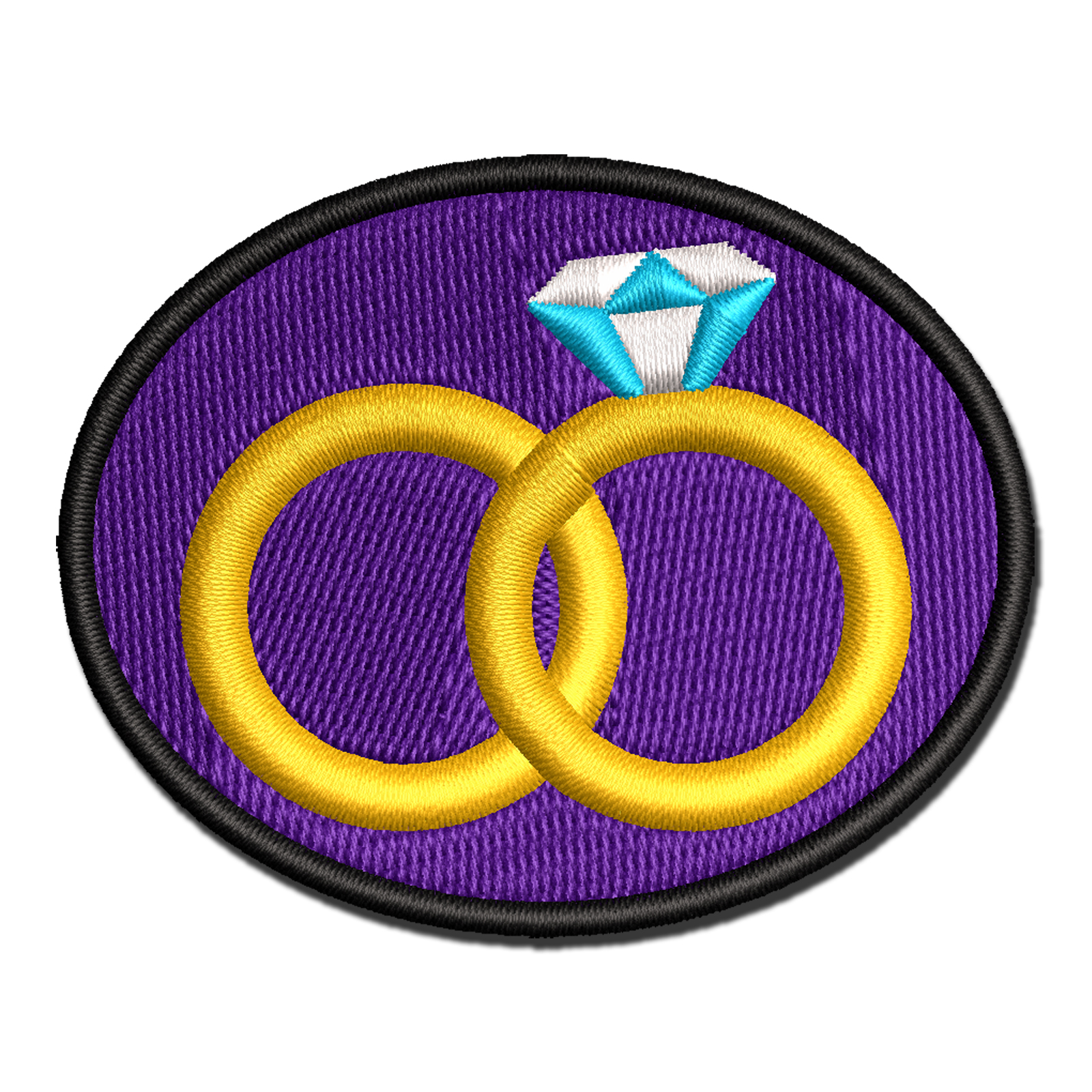 Wedding Rings with Diamond Overlapping Applique Multi-Color Embroidered ...