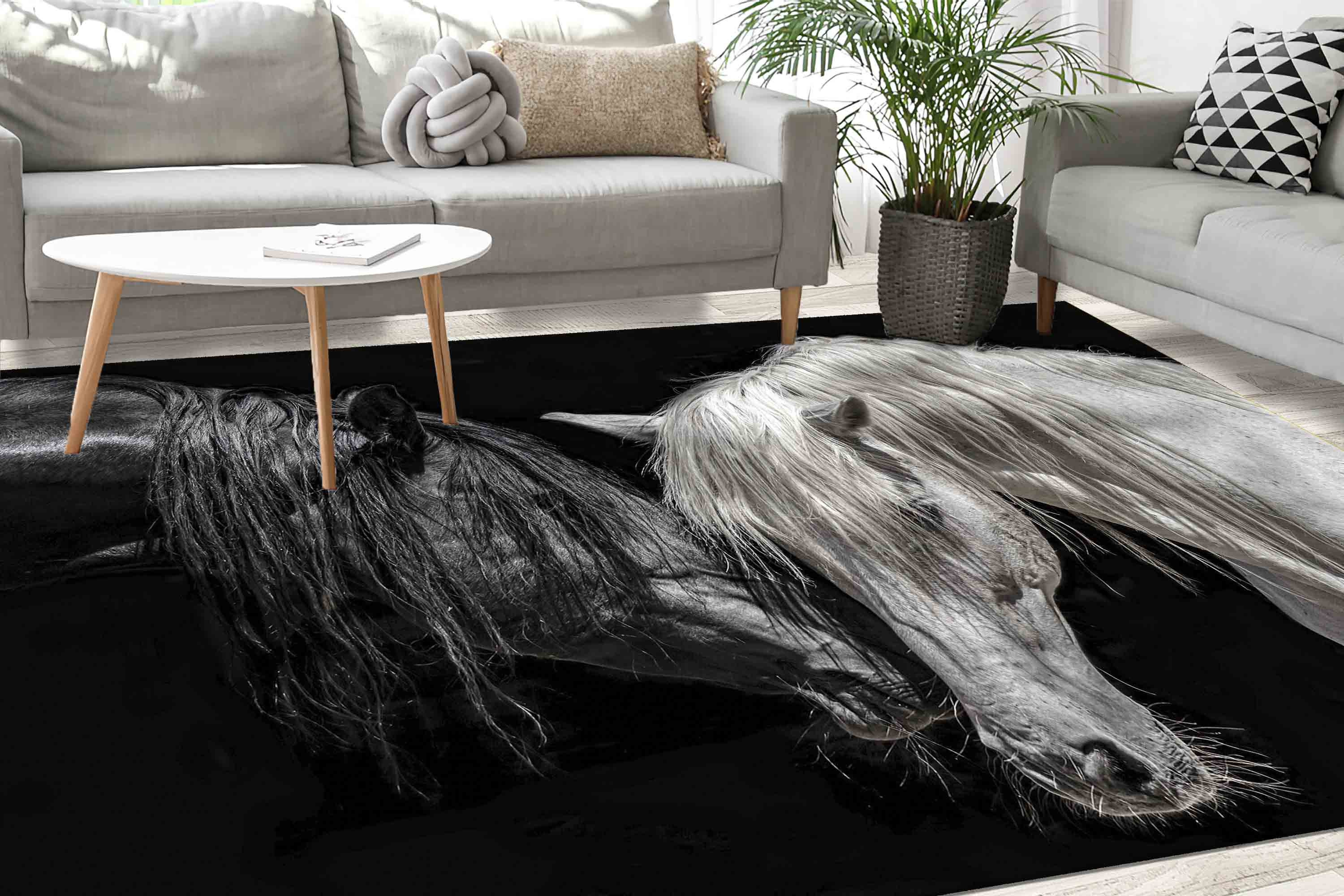 Wedding Rug, Modern Rugs, Customs Rug, Anti-Slip Carpet Rug, Black And ...