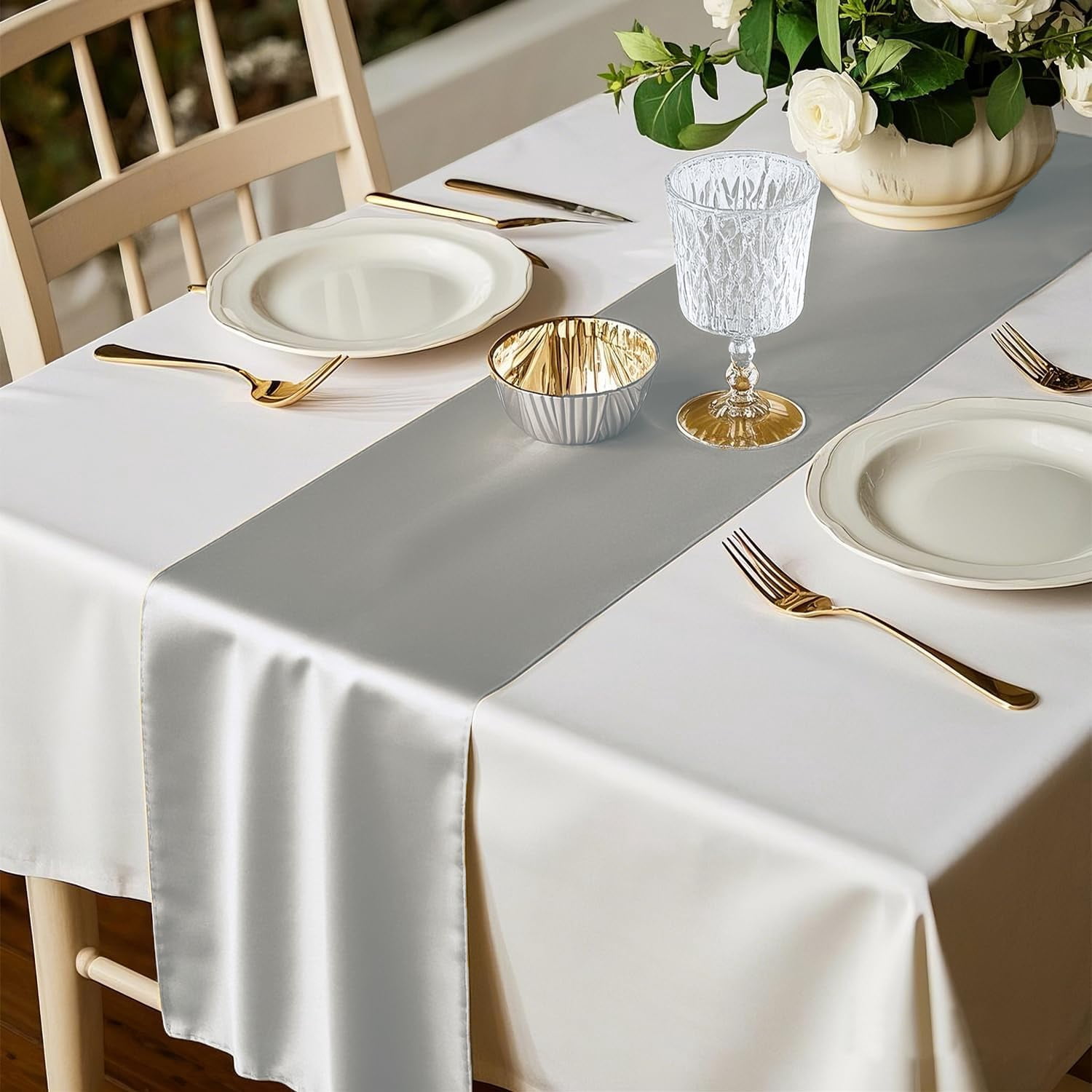 Wedding Satin Silver Table Runner 12 x 108 Inches Pack of 10 Long Grey ...