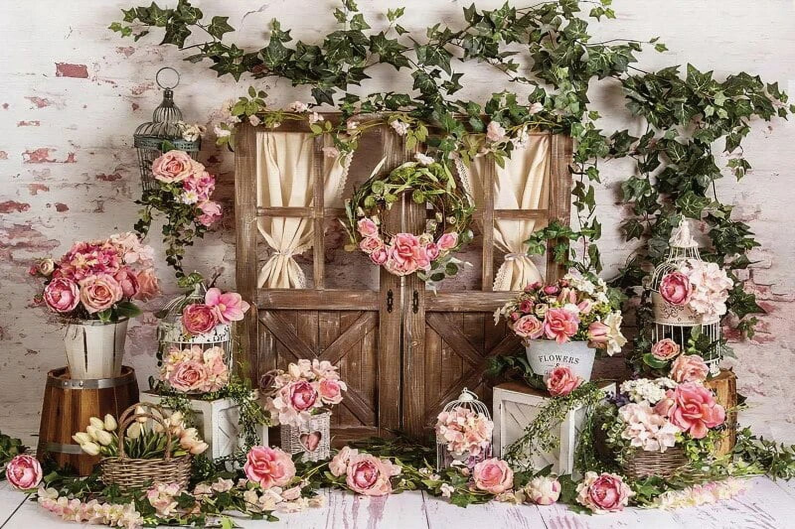 Wedding Scene Backdrop Mr & Mrs Bridal Shower Reception Flower Wall ...