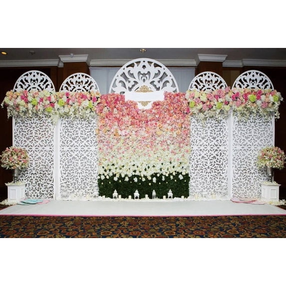 Wedding Scene Backdrop Mr & Mrs Bridal Shower Reception Flower Wall ...