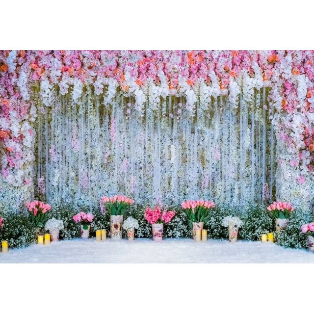 Wedding Scene Backdrop Mr & Mrs Bridal Shower Reception Flower Wall ...