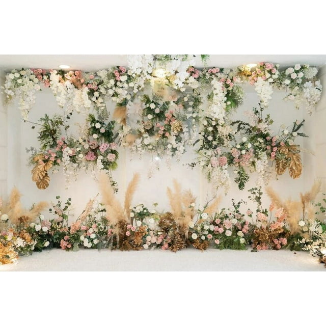 Wedding Scene Backdrop Mr & Mrs Bridal Shower Reception Flower Wall ...