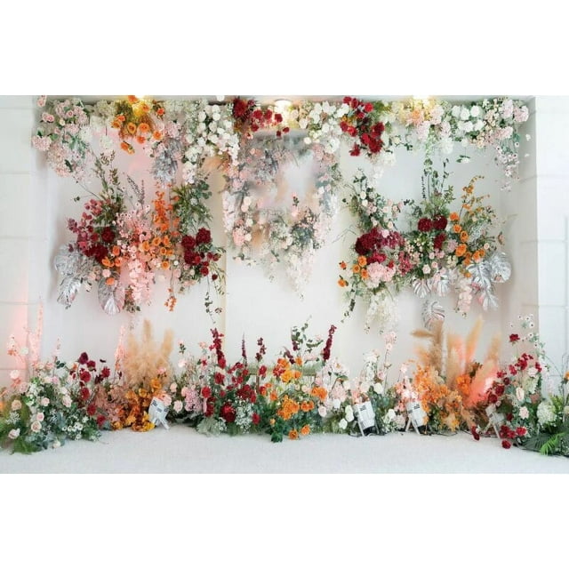 Wedding Scene Backdrop Mr & Mrs Bridal Shower Reception Flower Wall ...