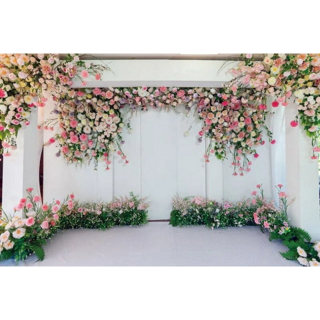Wedding Scene Backdrop Mr & Mrs Bridal Shower Reception Flower Wall ...