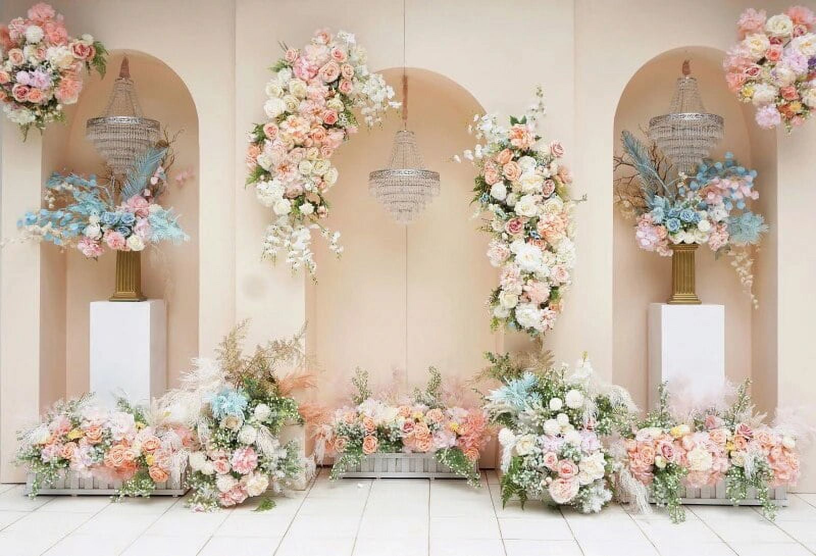 Wedding Scene Backdrop Mr & Mrs Bridal Shower Reception Flower Wall ...