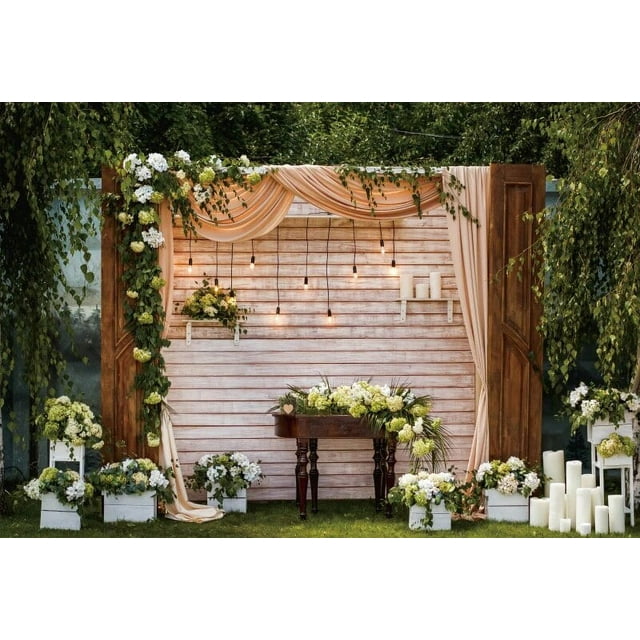 Wedding Scene Backdrop Mr & Mrs Bridal Shower Reception Flower Wall ...
