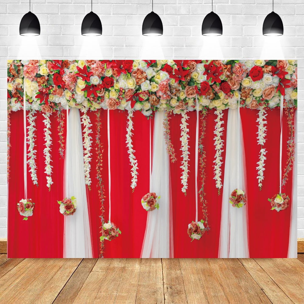 Wedding Scene Floral Flower Wall Backdrop for Photography Bridal Shower ...