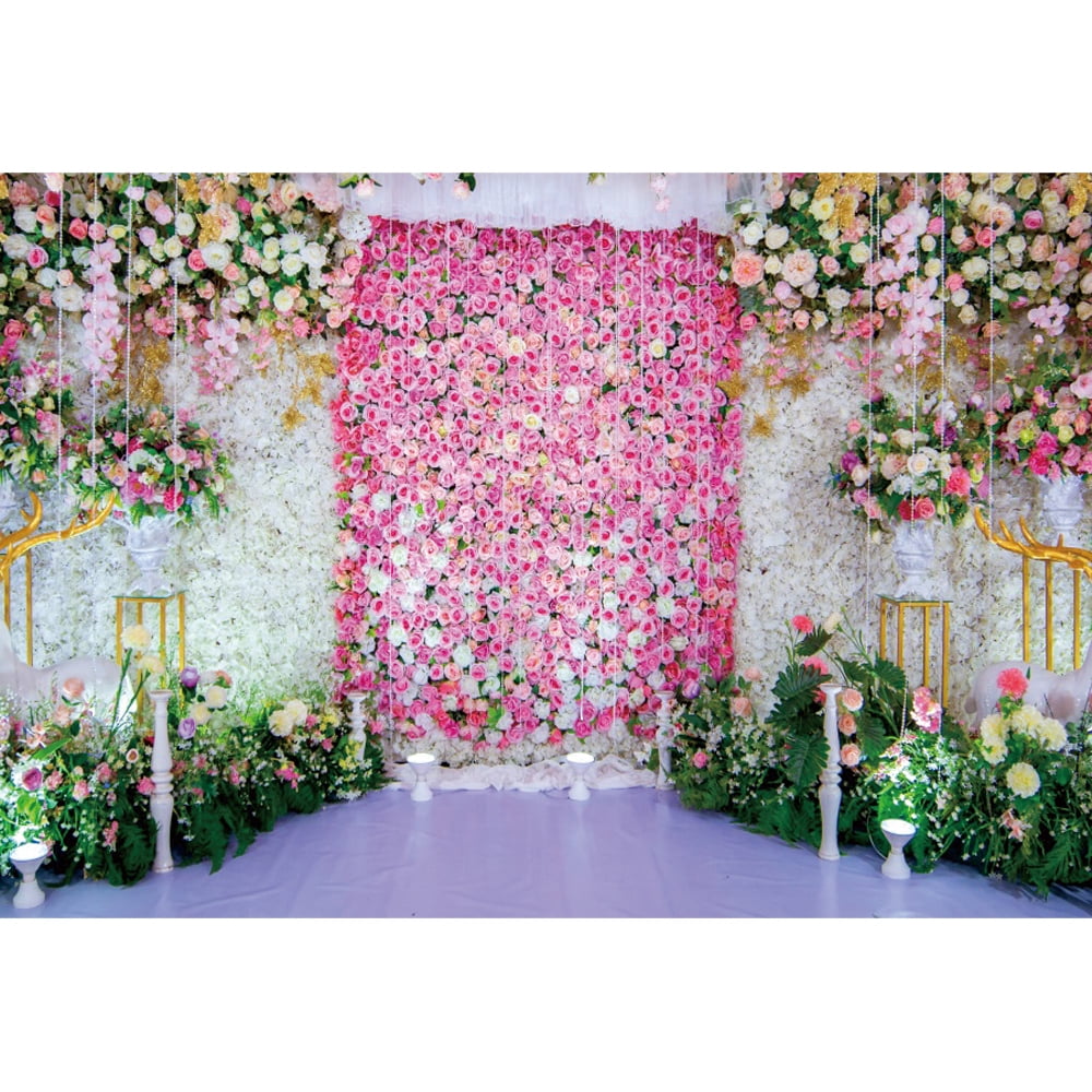 Wedding Scene Photography Backdrop Flowers Wall Floral Bridal Shower ...