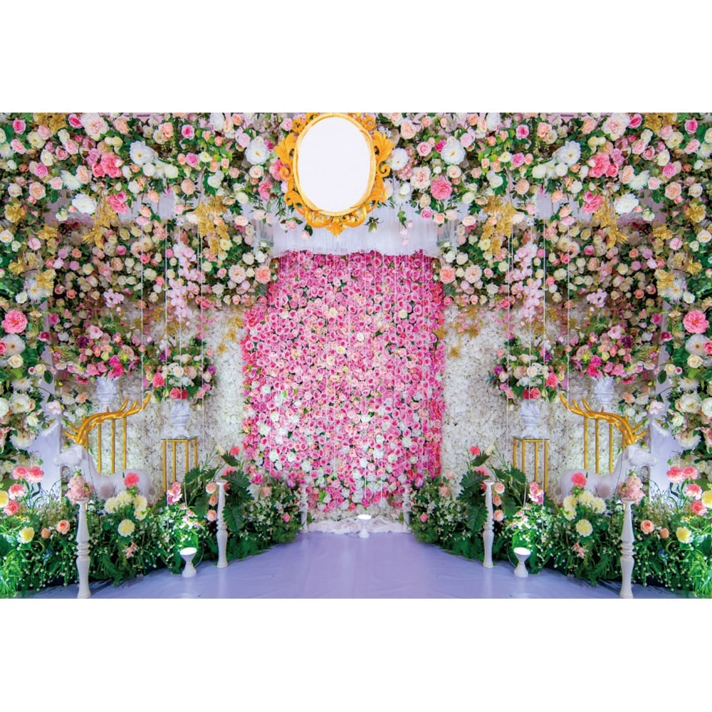 Wedding Scene Photography Backdrop Flowers Wall Floral Bridal Shower ...