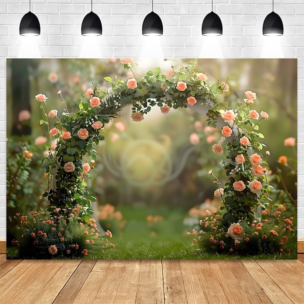 Wedding Scene Photography Background Flower Arch Leaves Bridal Shower ...