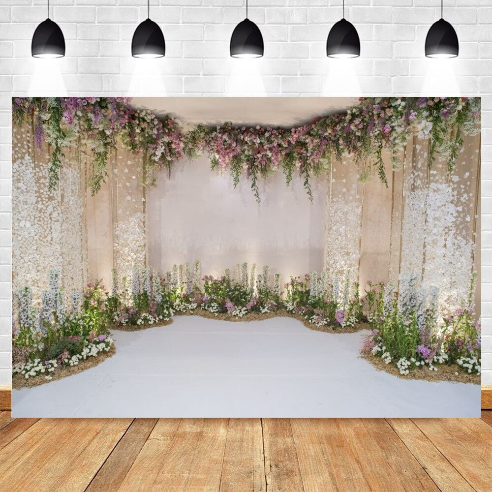 Wedding Scenes Floral Photography Backdrop Bridal Shower Ceremony Baby ...