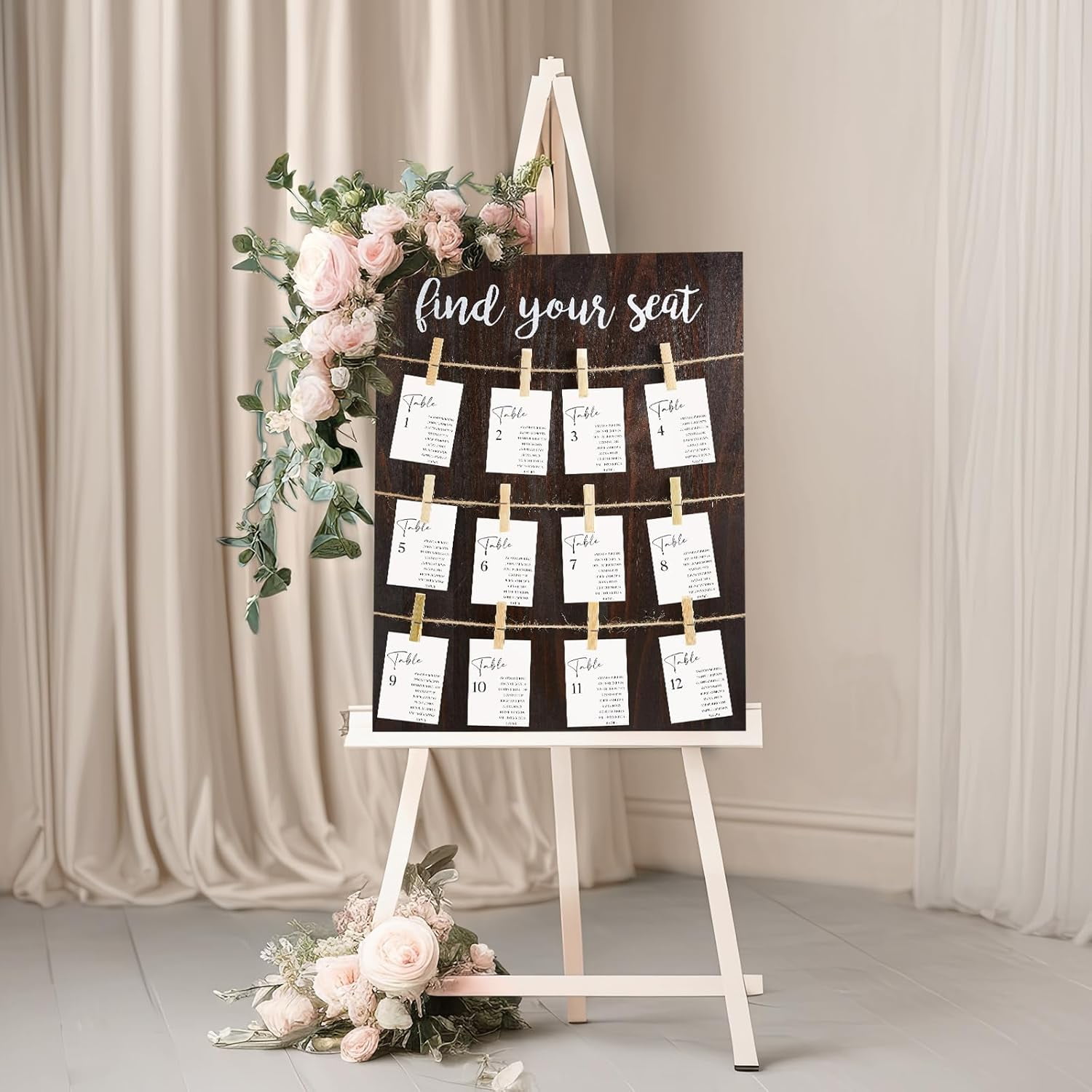 Wedding Seating Chart Board Display For Reception Solid Wood Seating Chart Rustic Find Your Seat ...
