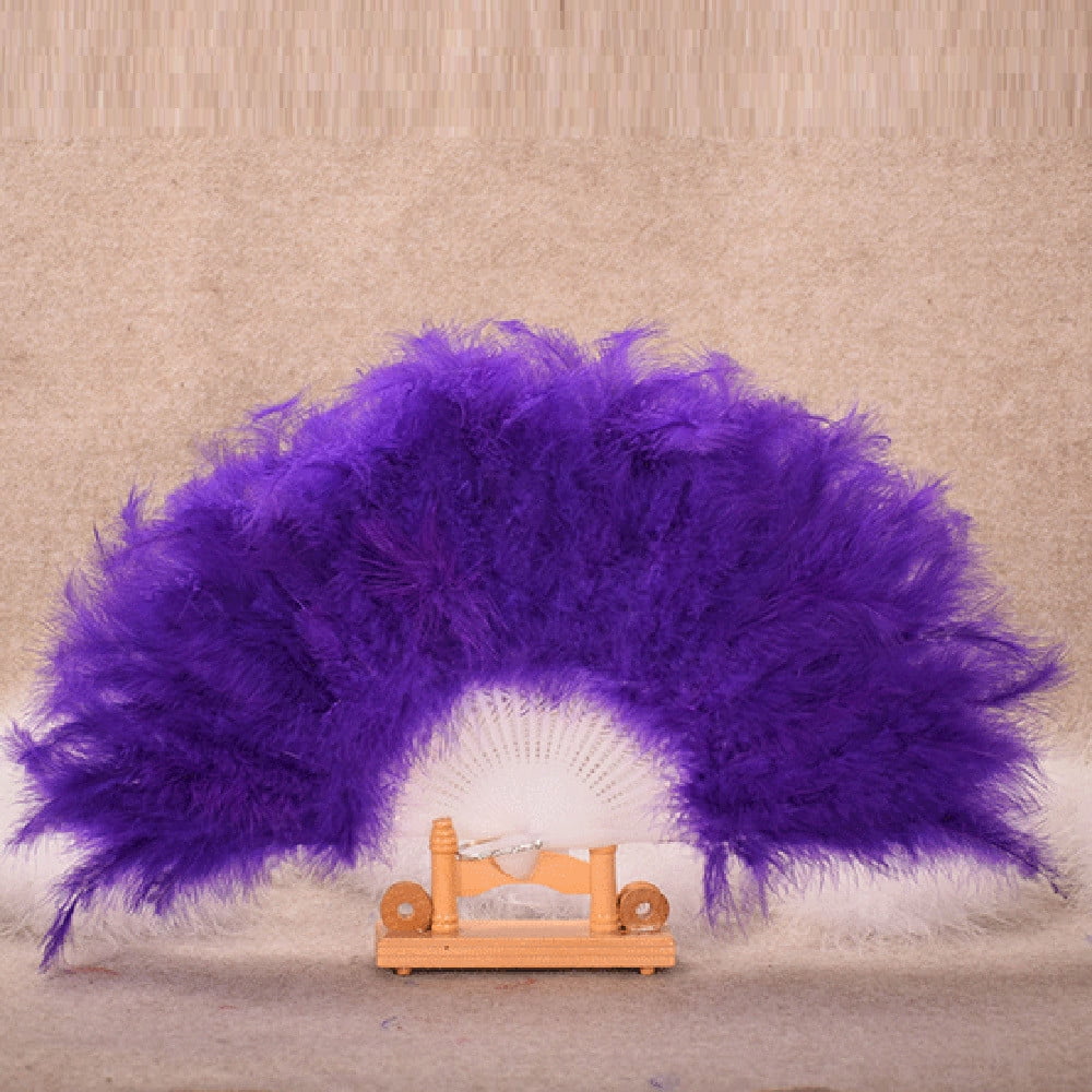 Wedding Showgirl Dance Elegant Large Feather Folding Hand Fan Decor ...