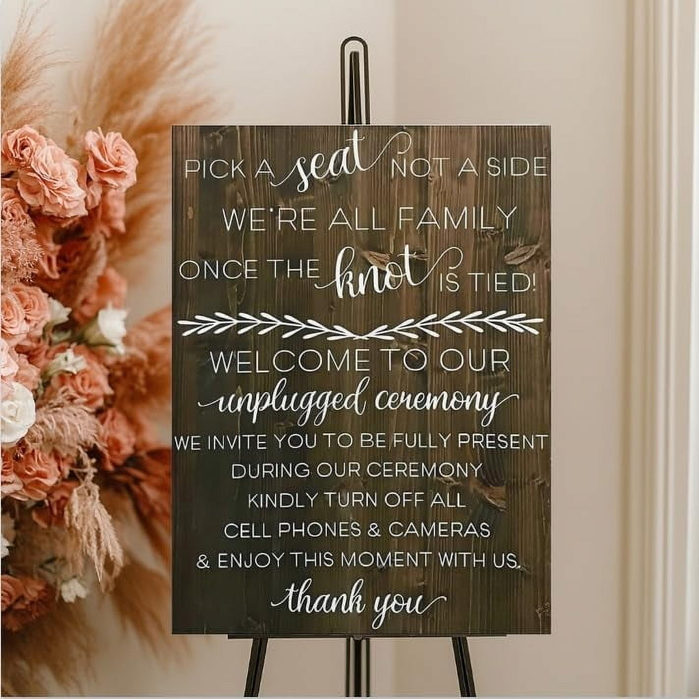 Wedding Sign Rustic Pick A Seat & Unplugged Wooden Vertical Sign for ...