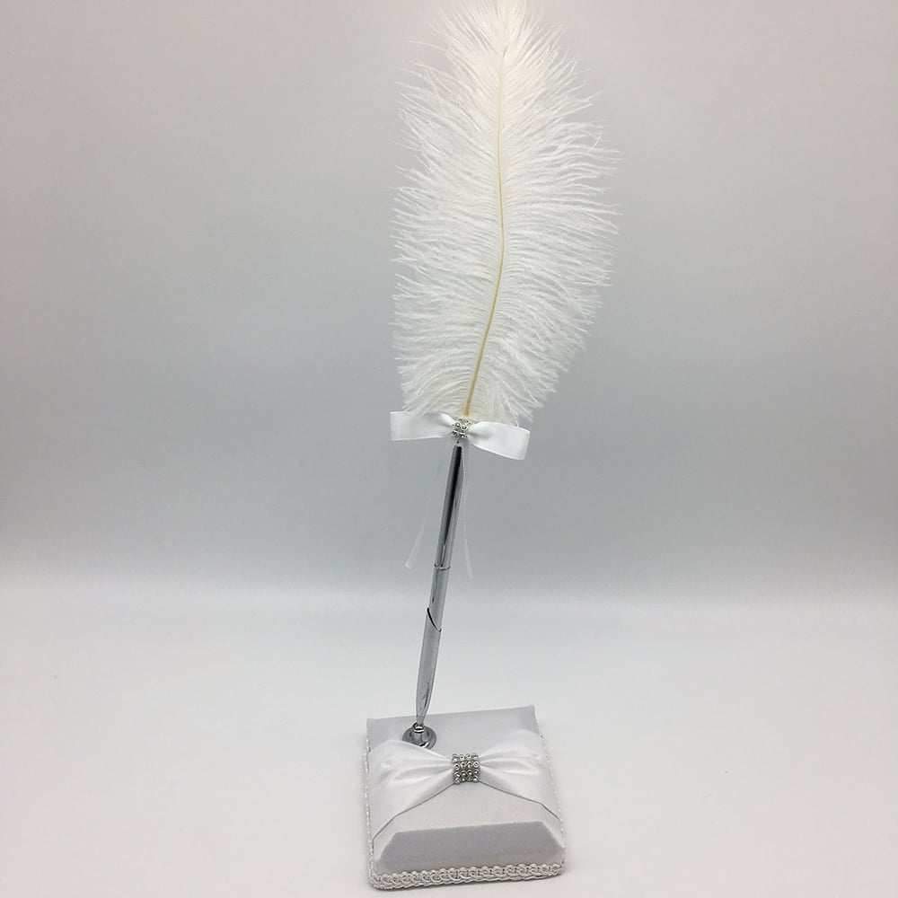 Wedding Signing Pen Claw Chain Feather Pen with Holder Wedding ...