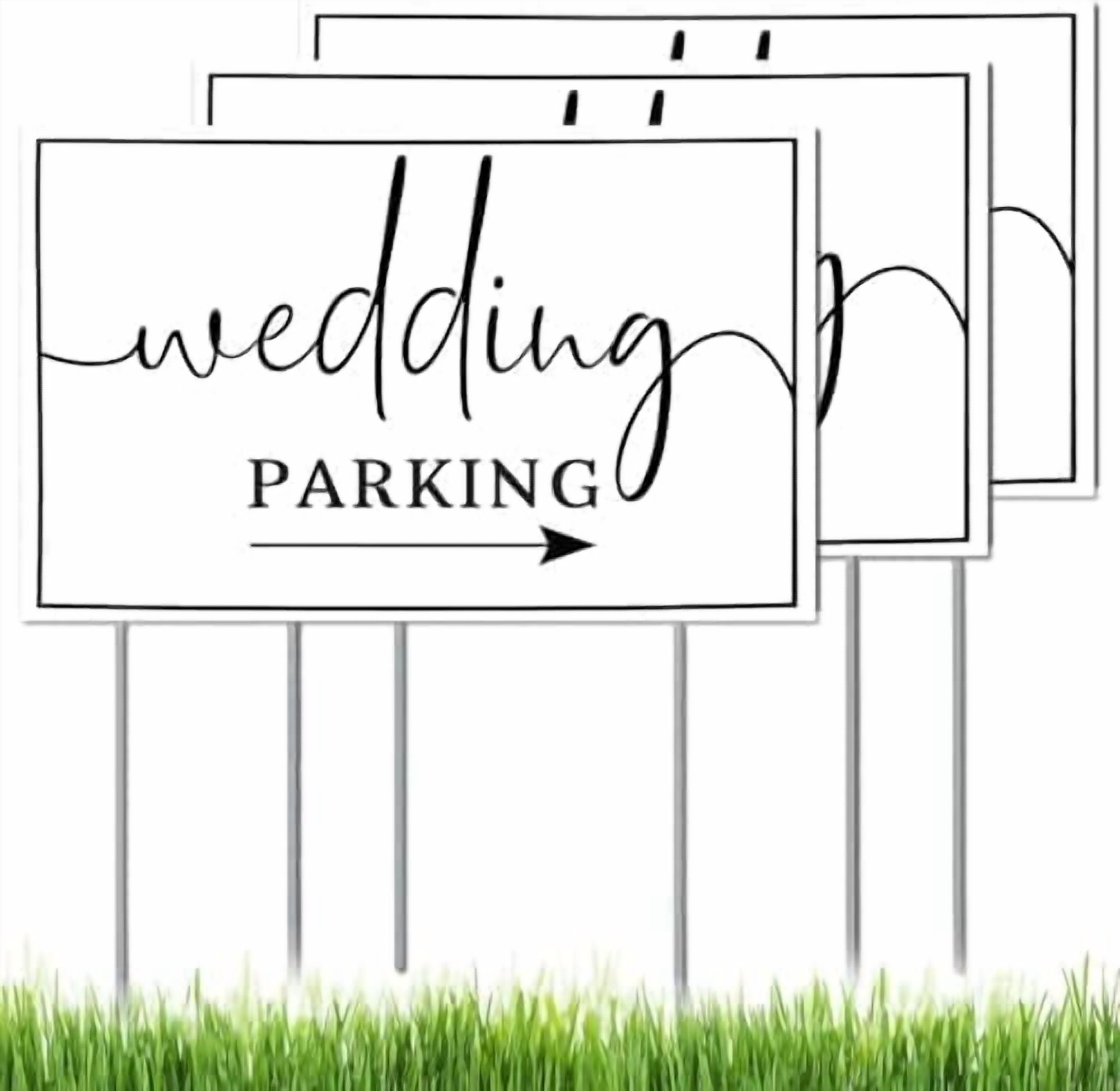 Wedding Signs 3-Pack Parking This Way Directional Signs Double Sided ...
